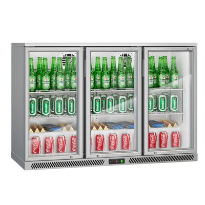 Blat bar - 1,33 m - 320 litri - cu 3 uși din sticlă și 2 rafturi - gri ...