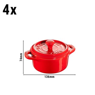 STAUB | CERAMIQUE - Cocotte Set- 4-tlg - Ø 100mm - Keramik - Kirsch-Rot ...