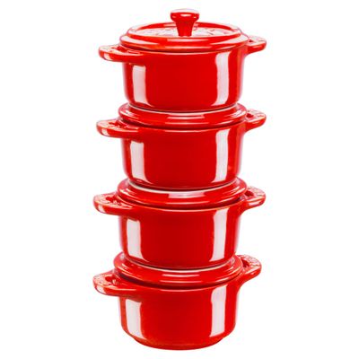 STAUB | CERAMIQUE - Cocotte Set- 4-tlg - Ø 100mm - Keramik - Kirsch-Rot ...