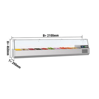 Kühlaufsatzvitrine PREMIUM - 2100x390mm - 10x GN 1/3 | GGM Gastro