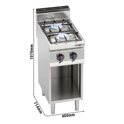Fogón de gas - 2 quemadores (9,5 kW) con llama piloto | GGM Gastro