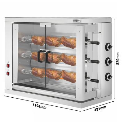 Kippengrill op gas - 19,4kW - met 3 spiesen voor maximaal 18 kippen ...
