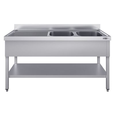 Lavello ECO - 1400x700mm - con ripiano di base e 2 vasche a destra ...