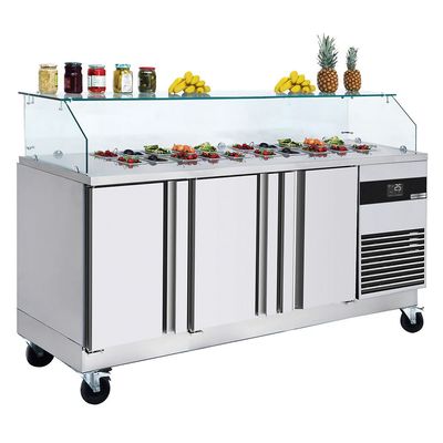 Saladette PREMIUM - 1860mm - 3 Türen - mit eckigem Glasaufsatz für 8x ...