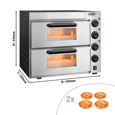 Four à pizza électrique mini - 4+4x 20 cm - manuel | GGM Gastro