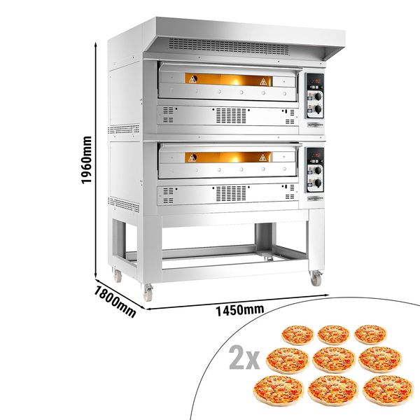 Plynová pec na pizzu - 9+9x 35 cm - vč. digestoře & podstavce | GGM Gastro