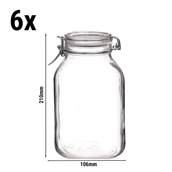 (6 bucăți) Borcan pentru conserve Bormioli Rocco - DUBLIN - 1,5 litri - cu capac basculant | GGM ...